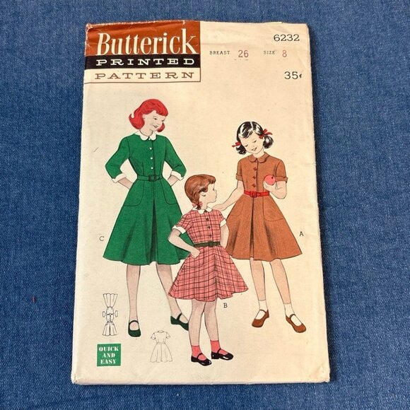 Butterick | Other | New Butterick 6232 Girls Size 8 Vintage Quick Easy ...